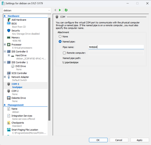 Setting up EMS ( Emergency Management Services) SAC in Windows running inside Hyper-v